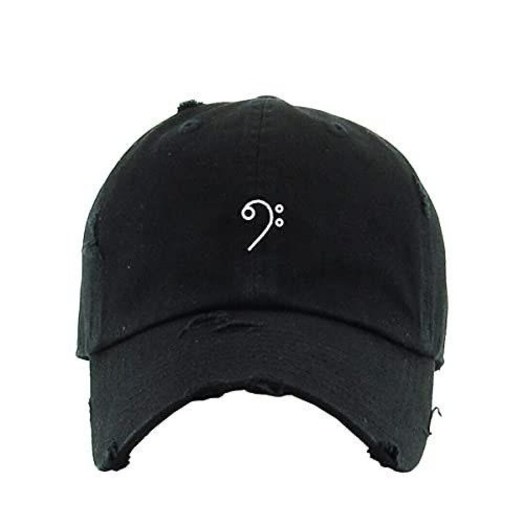 Bass Clef Vintage Baseball Cap Embroidered Cotton Adjustable Distressed ...