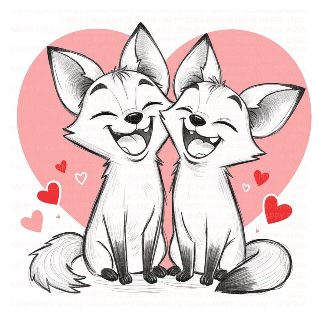 Valentine Fox Clipart, Cartoon Foxes, Transparent PNG (digital Download ...