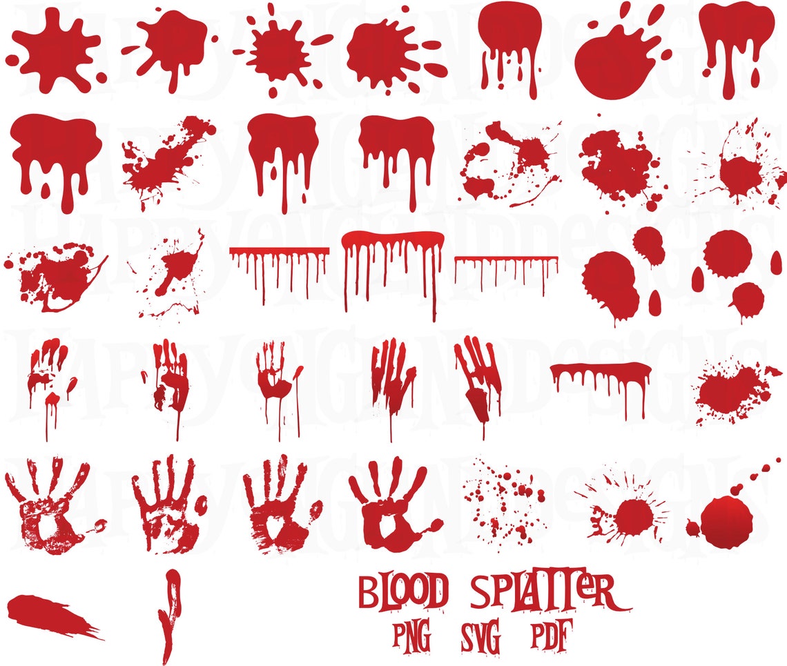Blood Splatter Designs SVG, PNG, PDF Blood Drip Designs - Etsy