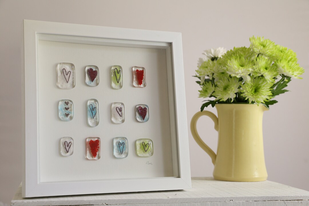 Heart Picture | Fused Glass Hearts | Love Heart | Gifts for Her/him ...