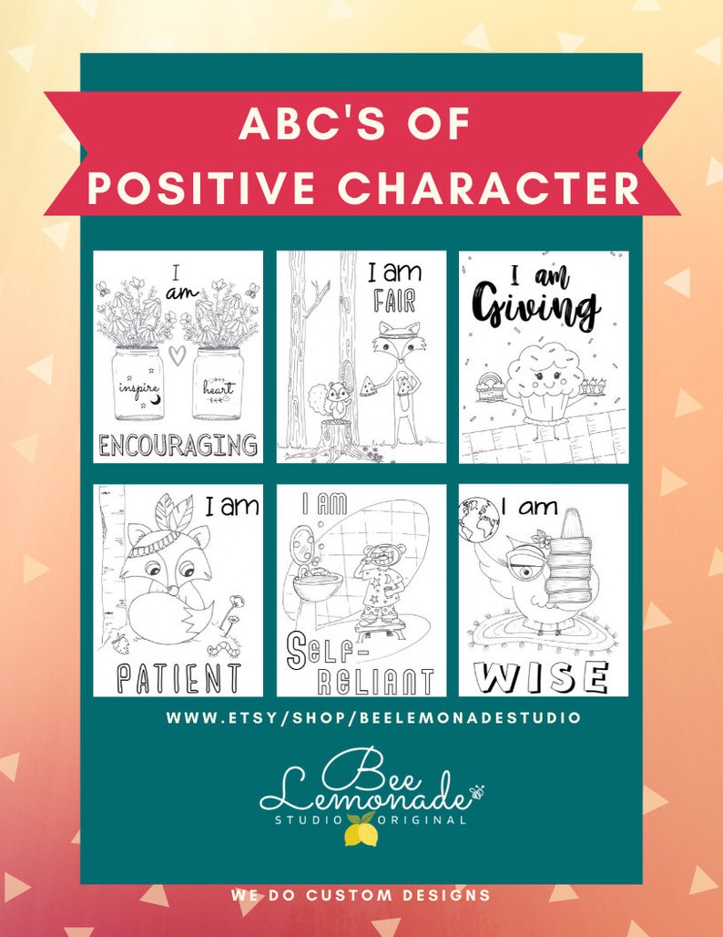 Coloring Book Encouraging Positive Character Traits - Etsy