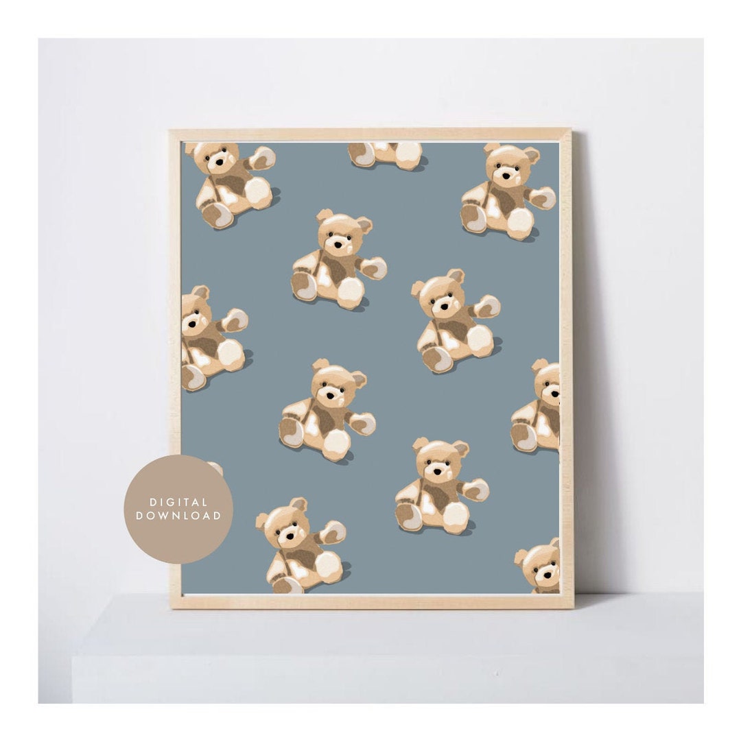 Printable Art, Teddy Bear Pattern, Digital Design, Graphic Print, Art ...