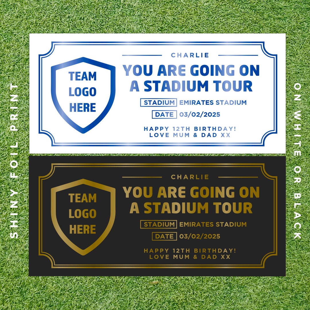 Football Stadium Tour Surprise Ticket Personalised Gift Voucher - Etsy UK