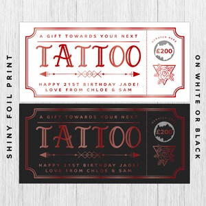 Tattoo Surprise Scratch off Voucher, Personalised Birthday Tattoo Gift ...