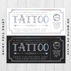Tattoo Surprise Scratch off Voucher, Personalised Birthday Tattoo Gift ...