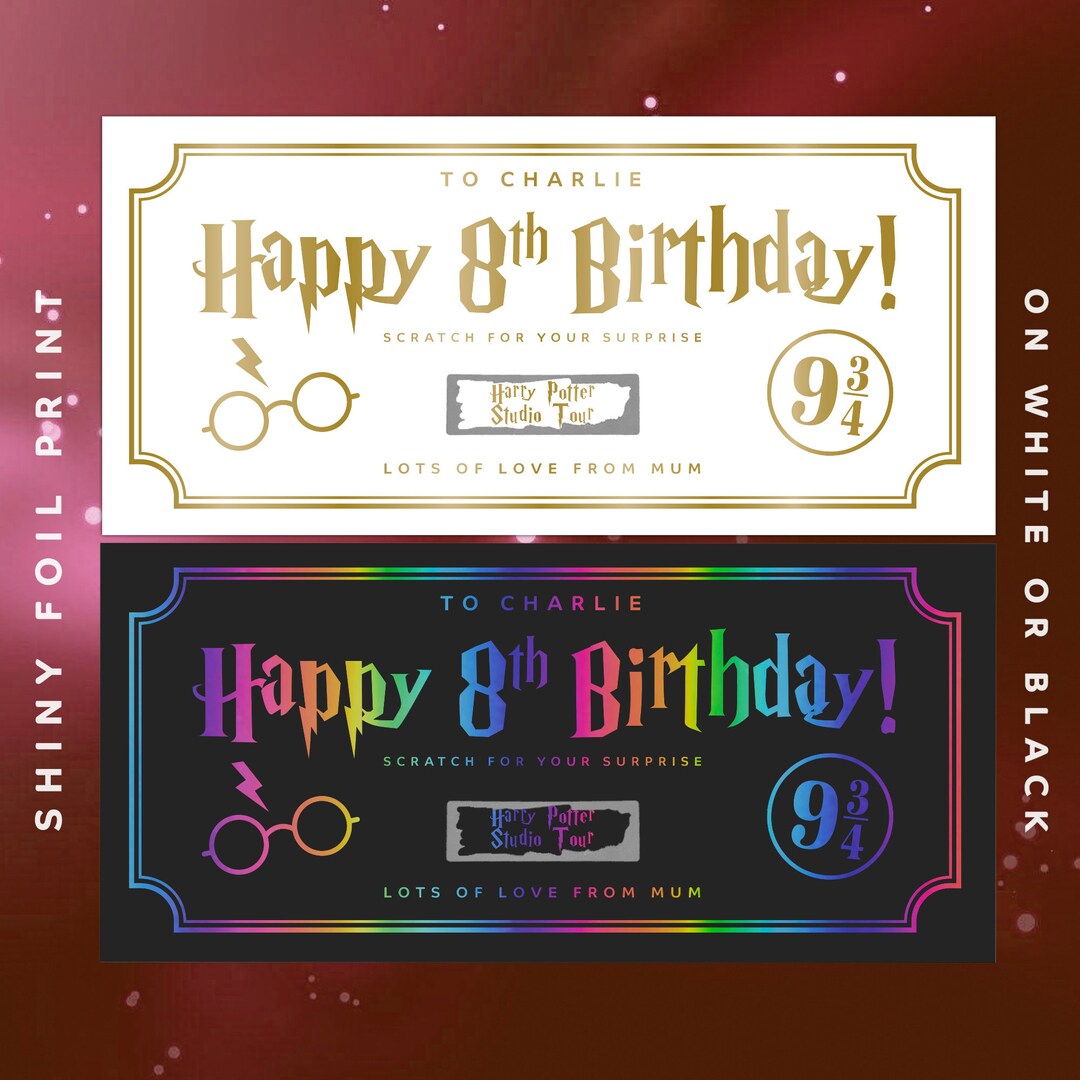 Personalise Harry Potter Themed Surprise Keepsake Gift Voucher Ticket ...