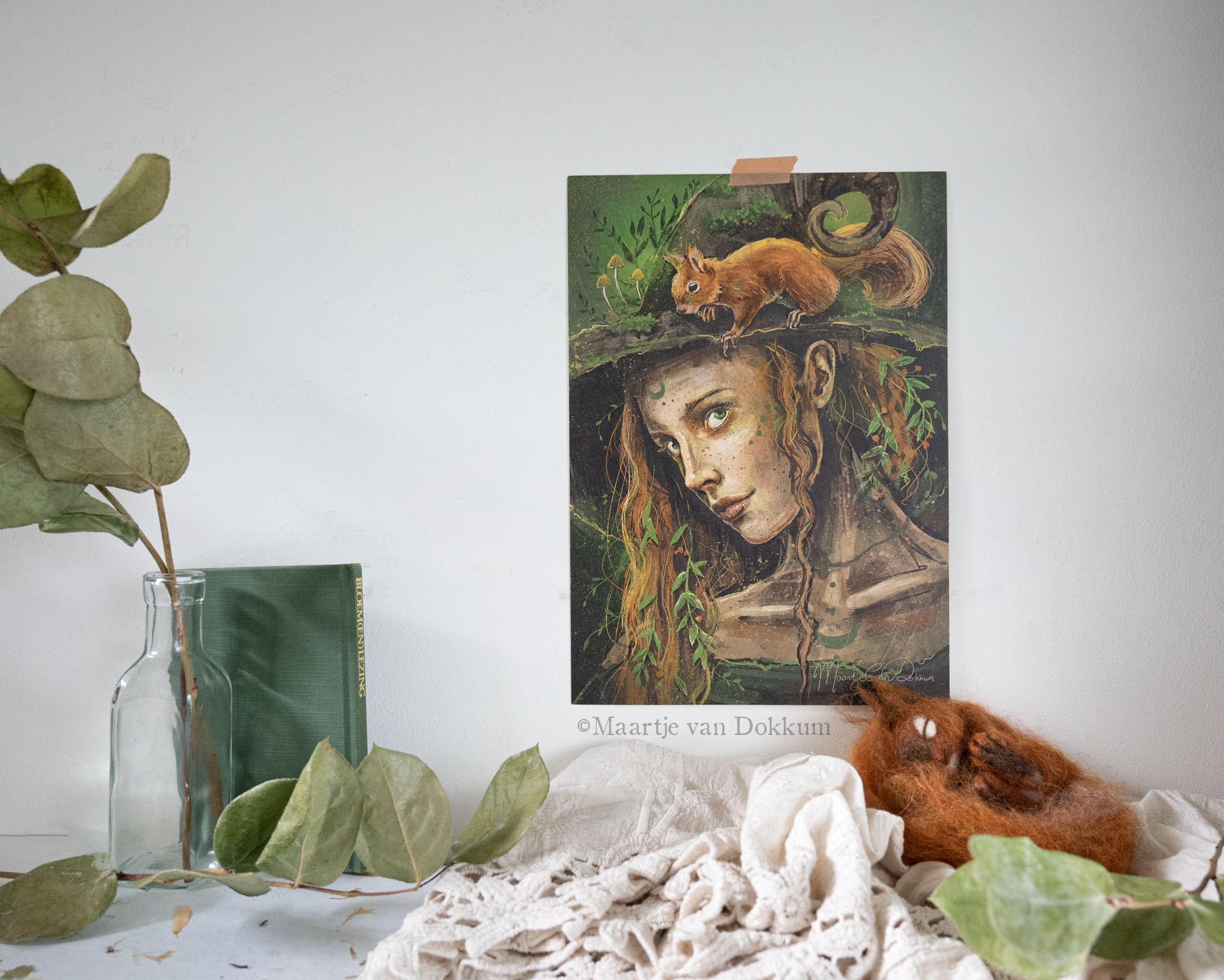 Poster - the Witch and the Squirrel - Fantasy Art Printed on ...
