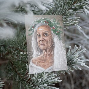 Card Yule/christmas Snow Moon Crone Fantasy Art Print on Sustainable ...