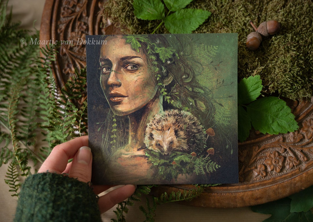 Card - the Elf & the Hedgehog - Fantasy Art Print on Sustainable Paper ...
