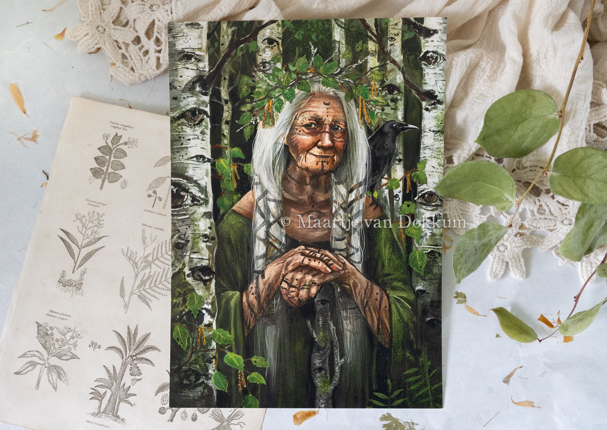 Poster - Tree Crone: Birch - Fantasy Art Print on Sustainable Paper - Etsy