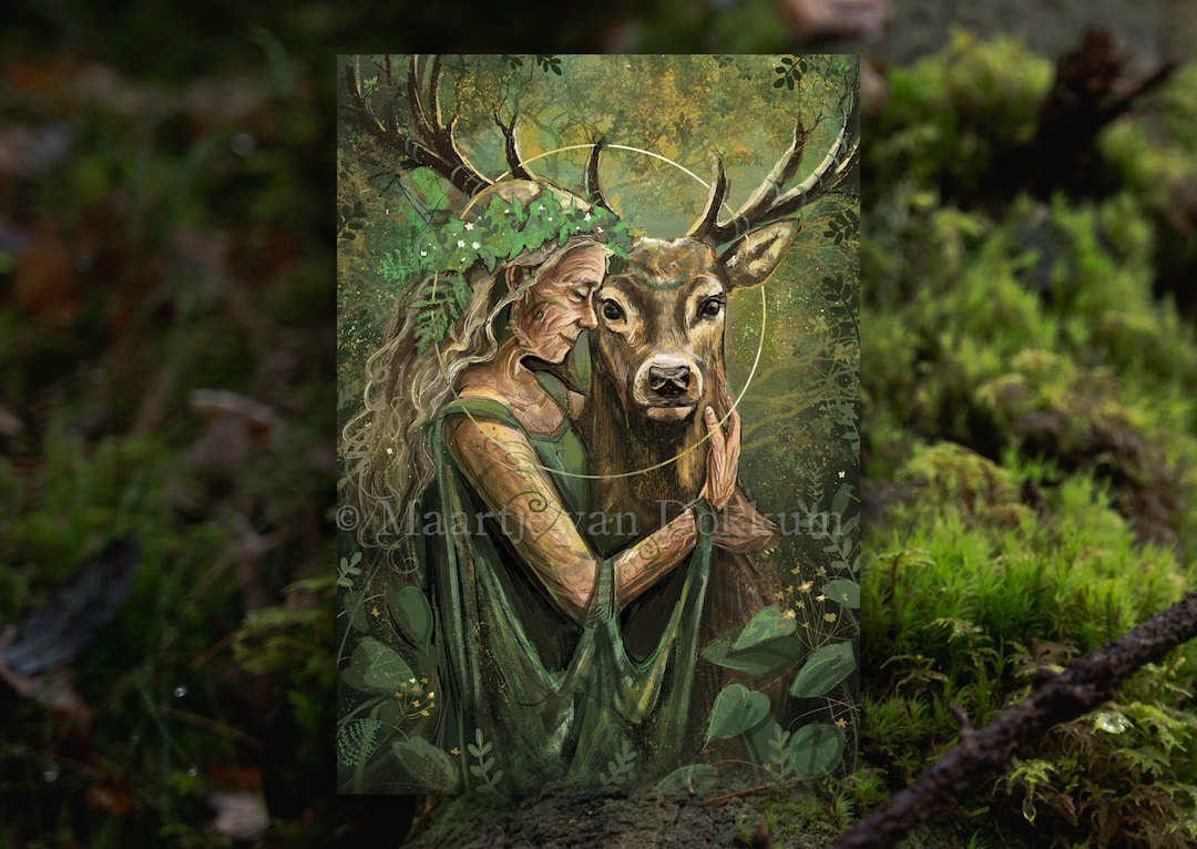 Card - Deer Forest Mother - Fantasy Art Print on Sustainable Paper - Etsy