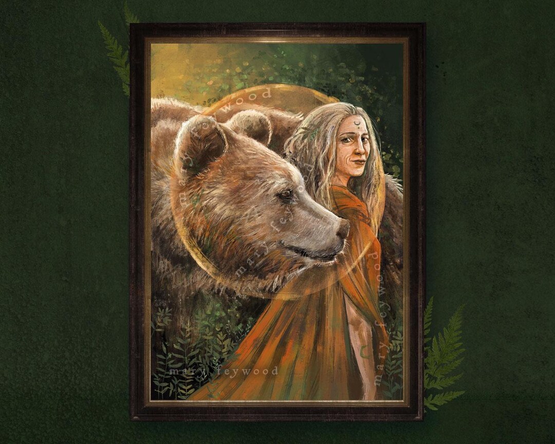 Small Poster - Totem Bear - Shaman Fantasy Art Printed on Sustainable ...