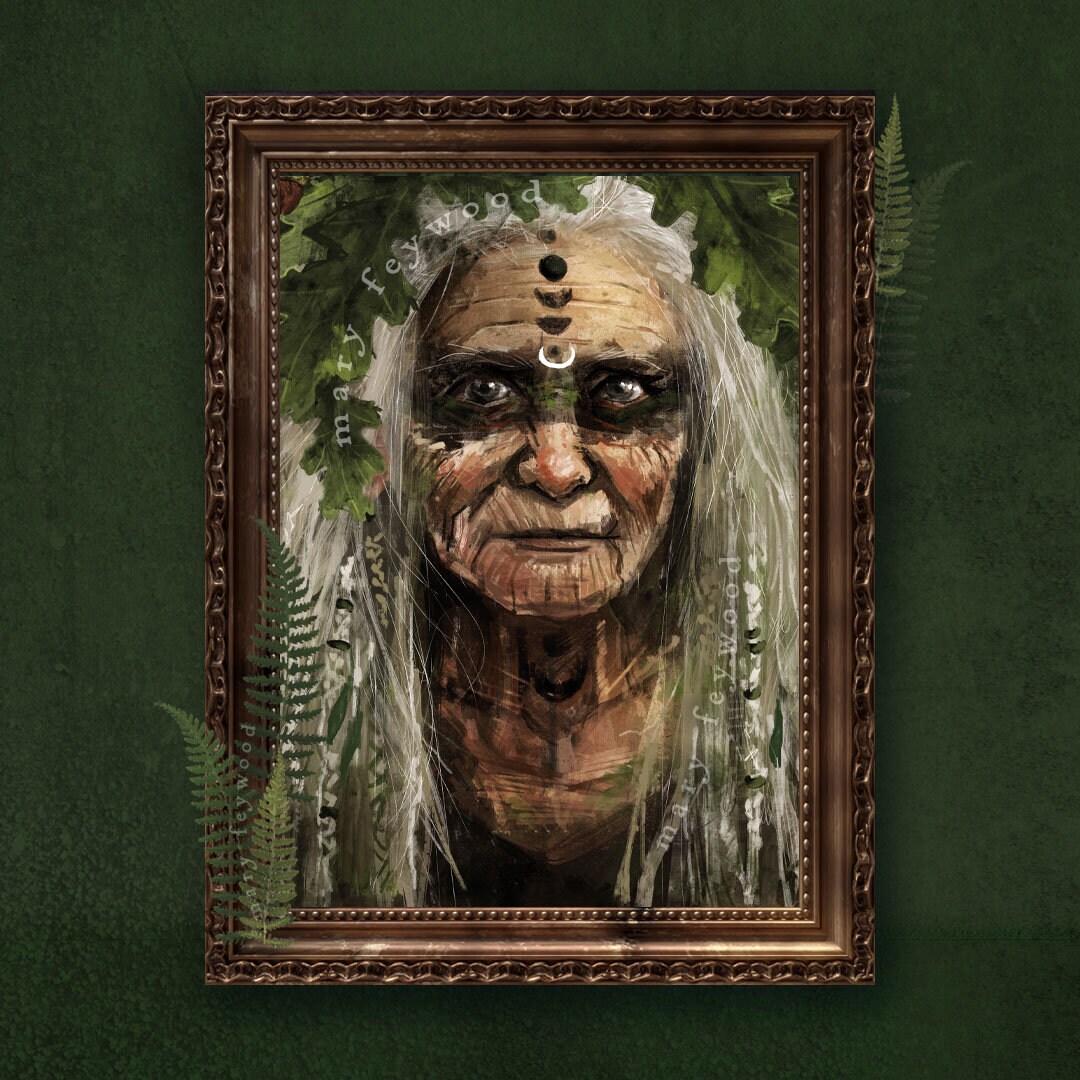 Poster Forest Crone Shaman Witchy Art Printed on Sustainable Paper - Etsy