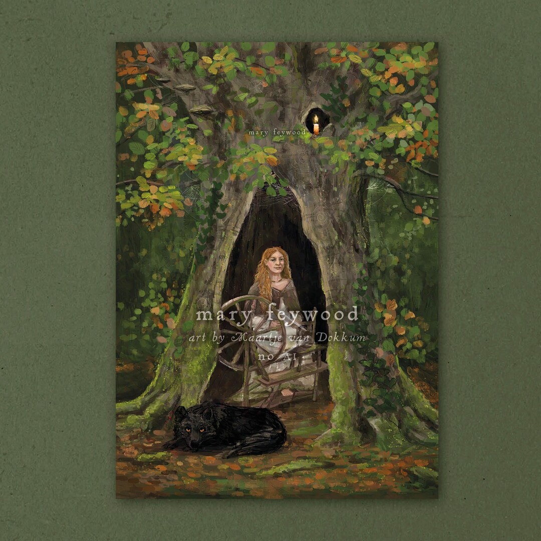 Card - the Woman and the Spinning Wheel - Fantasy Art Printed on ...