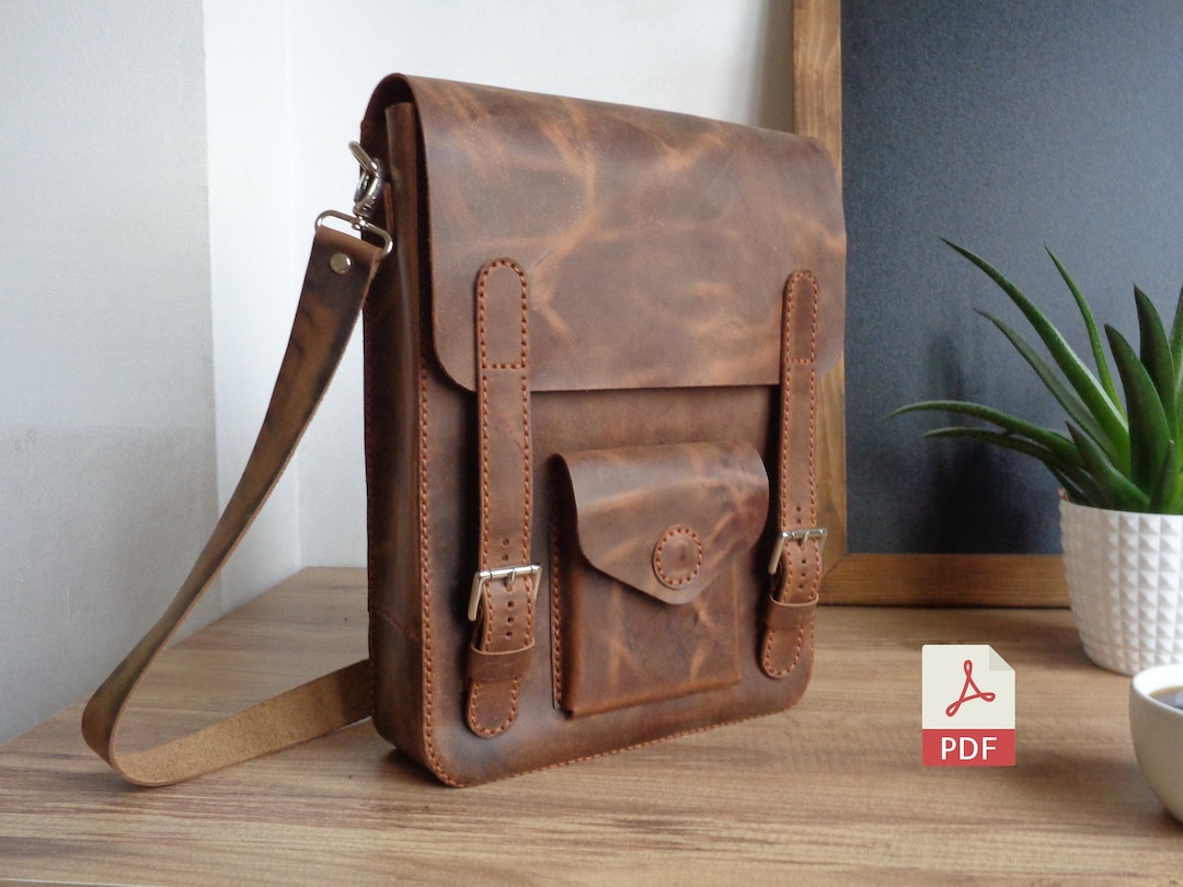 Leather Vertical Messenger PDF Pattern | Long Messenger Bag Pattern ...