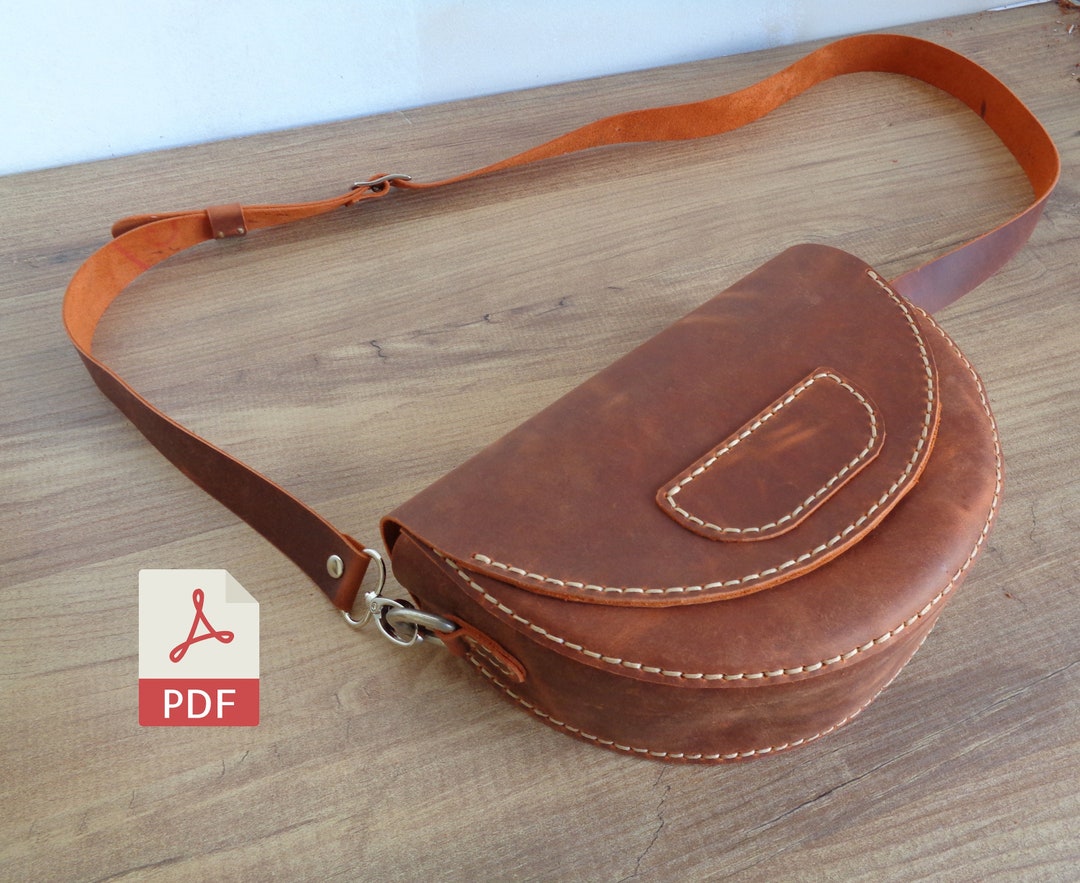 Leather Half Moon Crossbody Bag PDF Pattern | Leather Shoulder Template ...