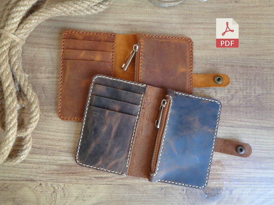 Leather Vertical Zipper Wallet PDF Pattern | Card Wallet Pattern ...
