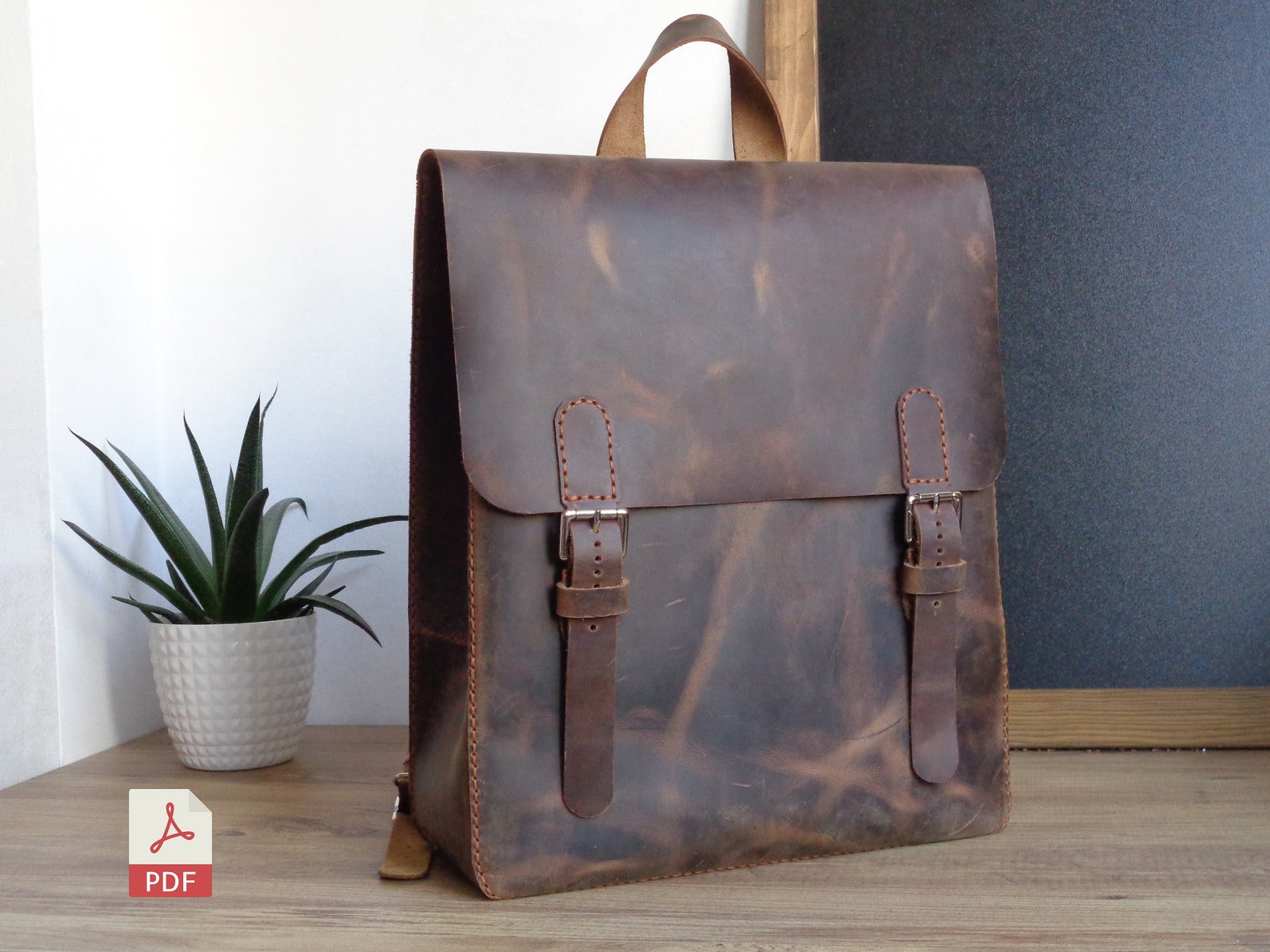 Leather Classic Backpack PDF Pattern Handmade Leather Backpack Digital ...