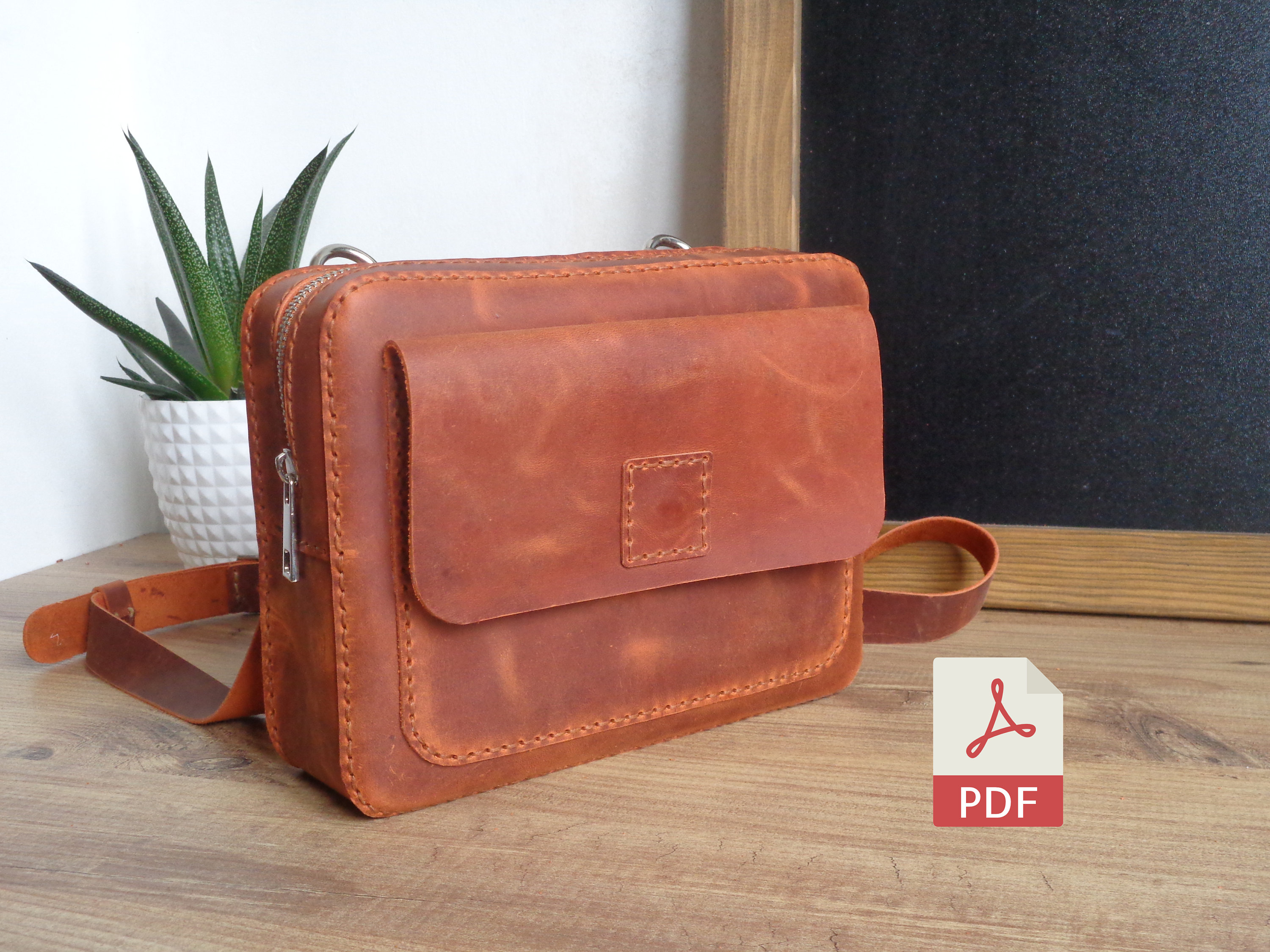 Leather Zipper Messenger Bag PDF Pattern Leather Bag - Etsy