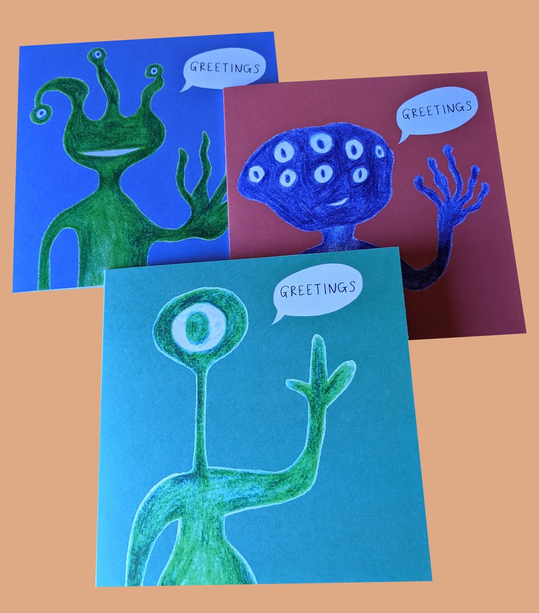Alien Greetings Card choice of 3 - Etsy