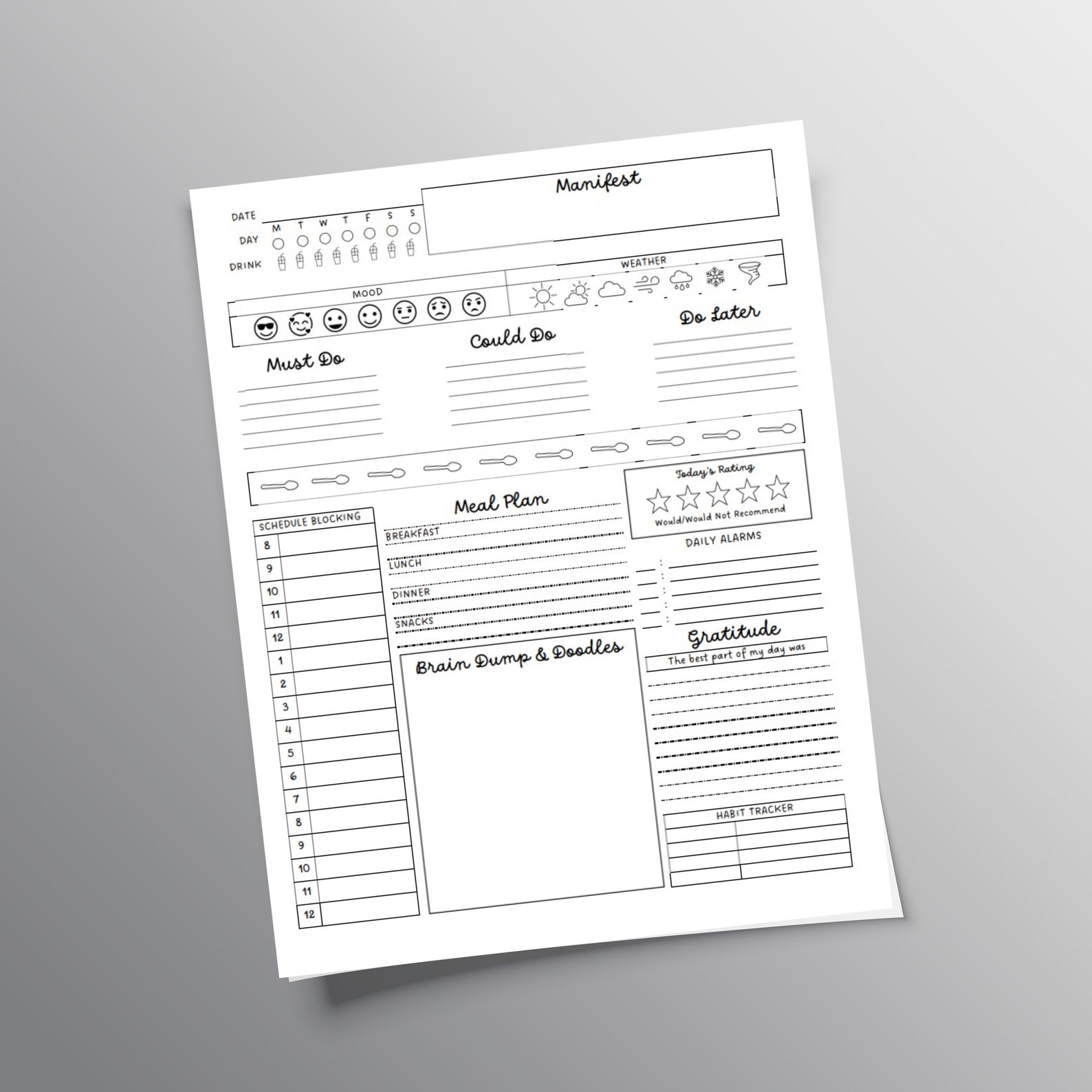 ADHD Daily Planner Printable Template for Productivity - Etsy