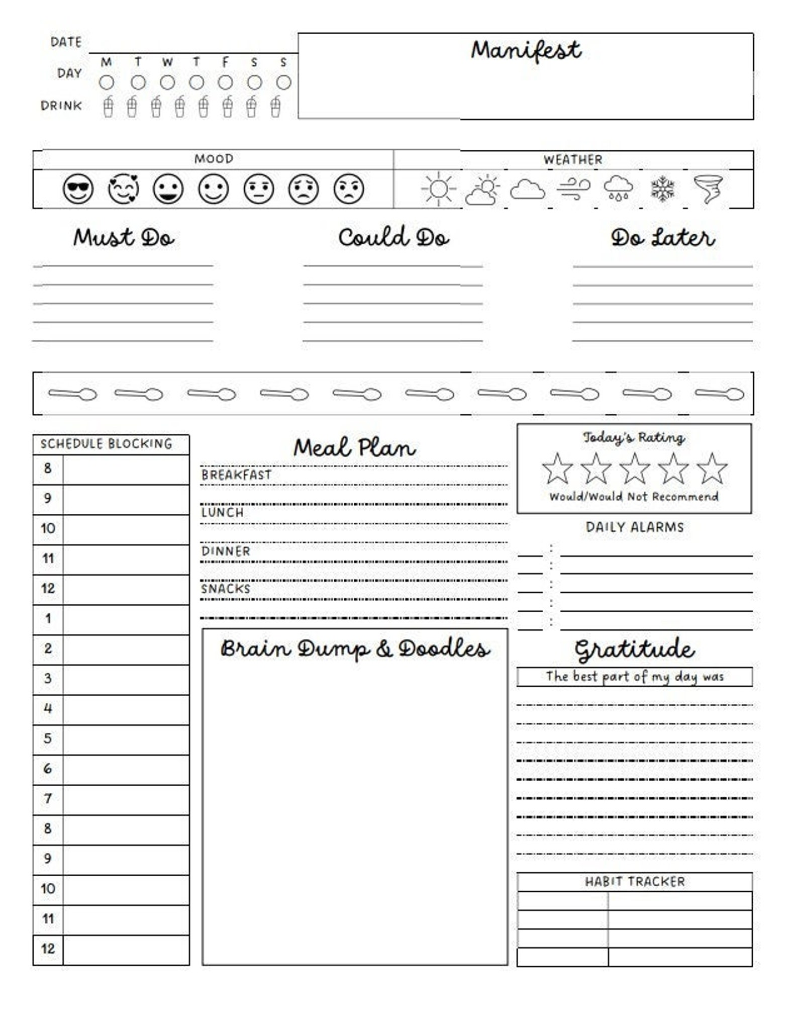 Adhd Daily Planner Printable Adhd Schedule Template Printable Templates