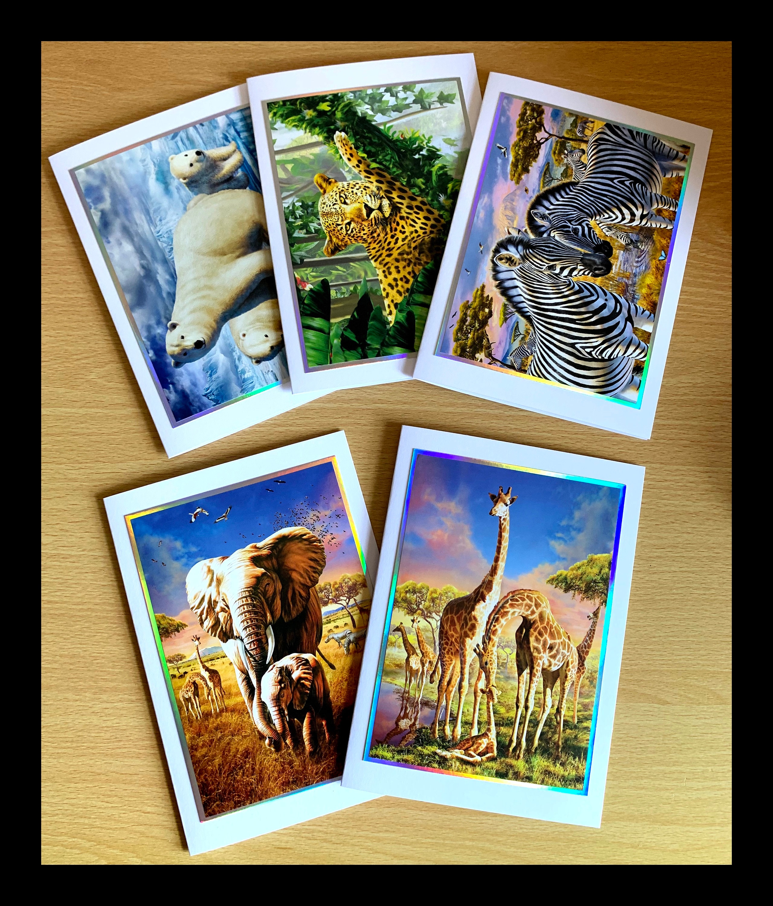 Pack of 5 Wildlife Cards handmade and ideal as birthday card | Etsy