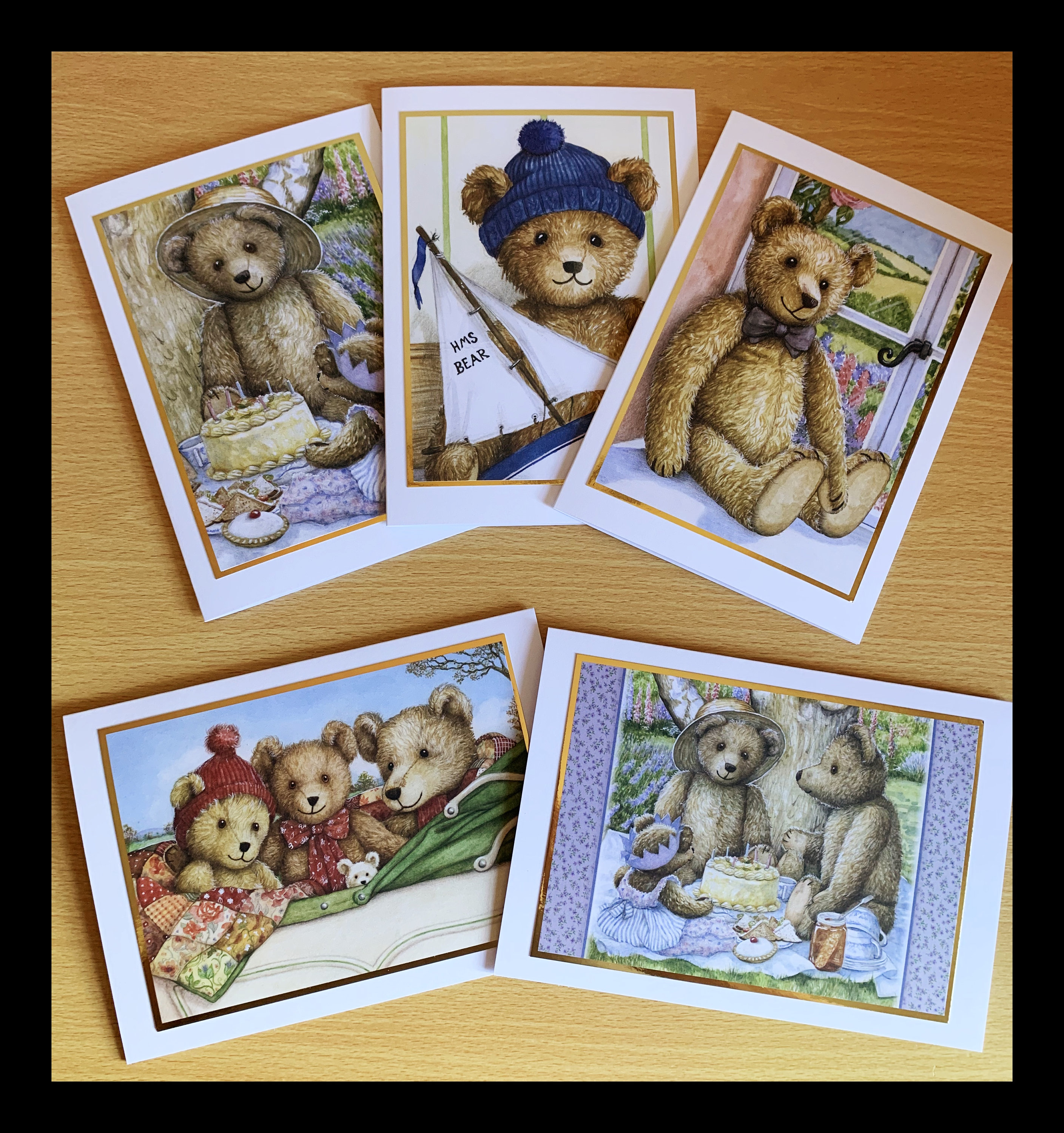 Teddy Bear greetings Cards Pack of 5 Cards mixed designs - Etsy Nederland