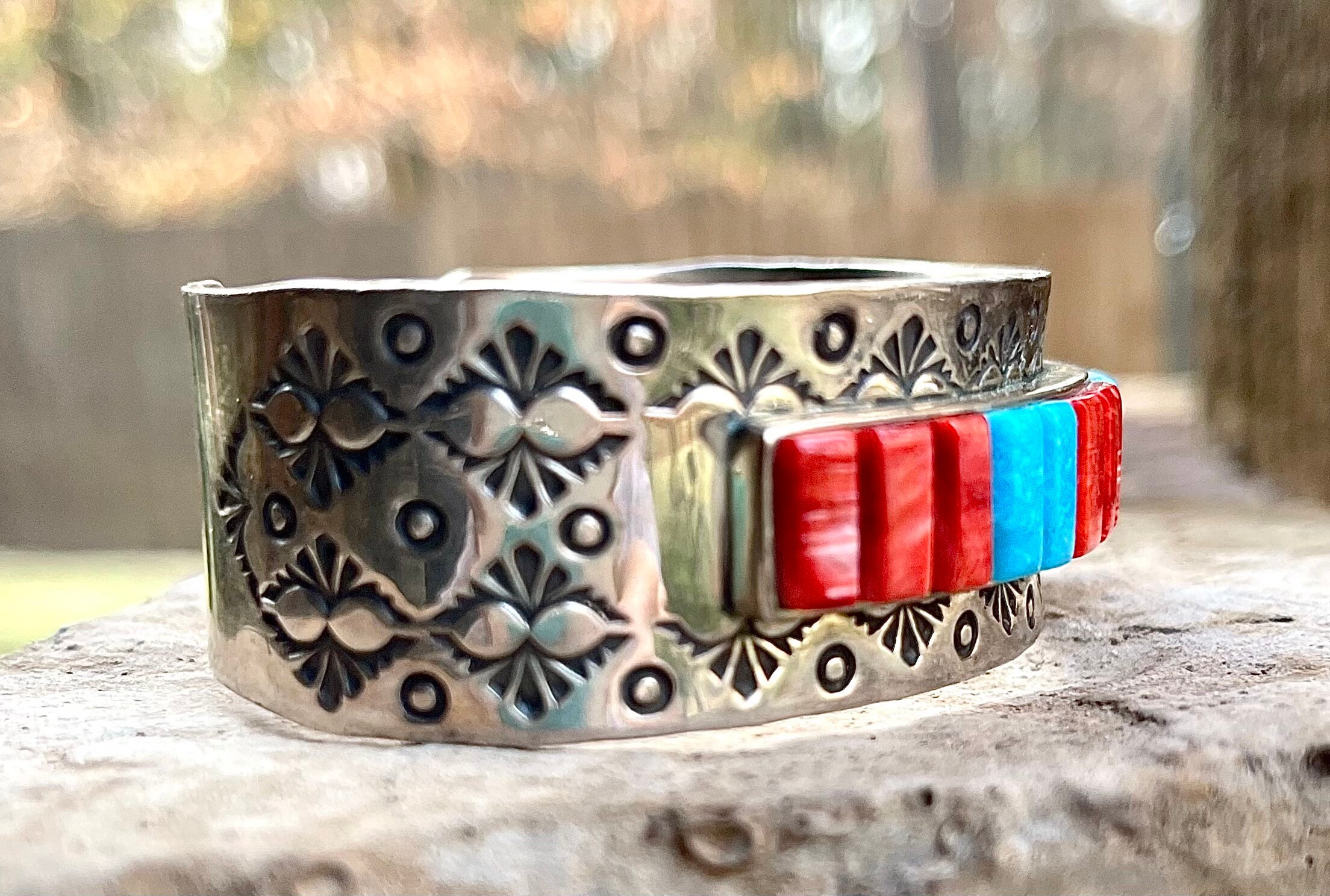 Raised Cobblestone Inlay Native American Zuni Joan Douglas Turquoise ...