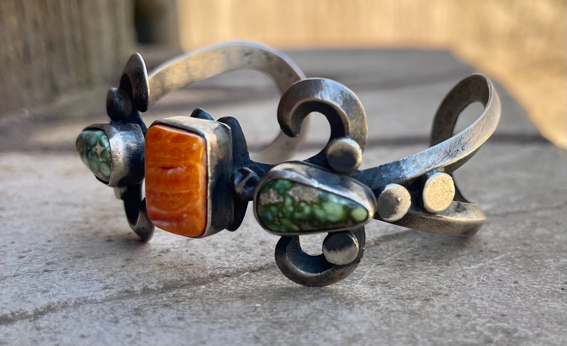 Chimney Butte Spiny Oyster and Turquoise Native American Sterling Cuff ...