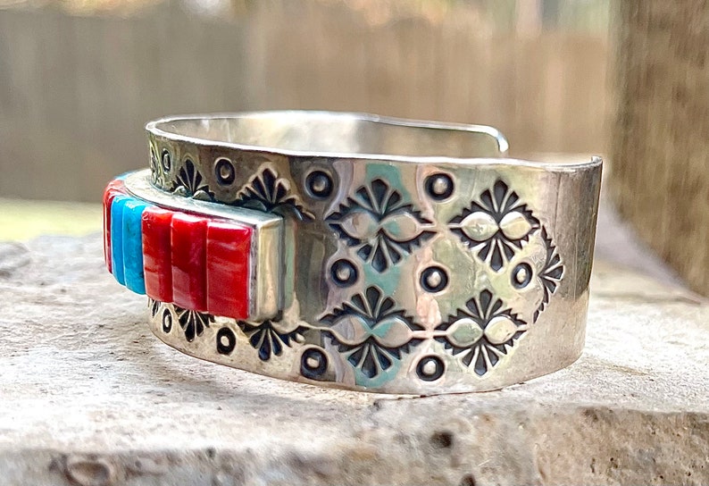 Raised Cobblestone Inlay Native American Zuni Joan Douglas Turquoise ...