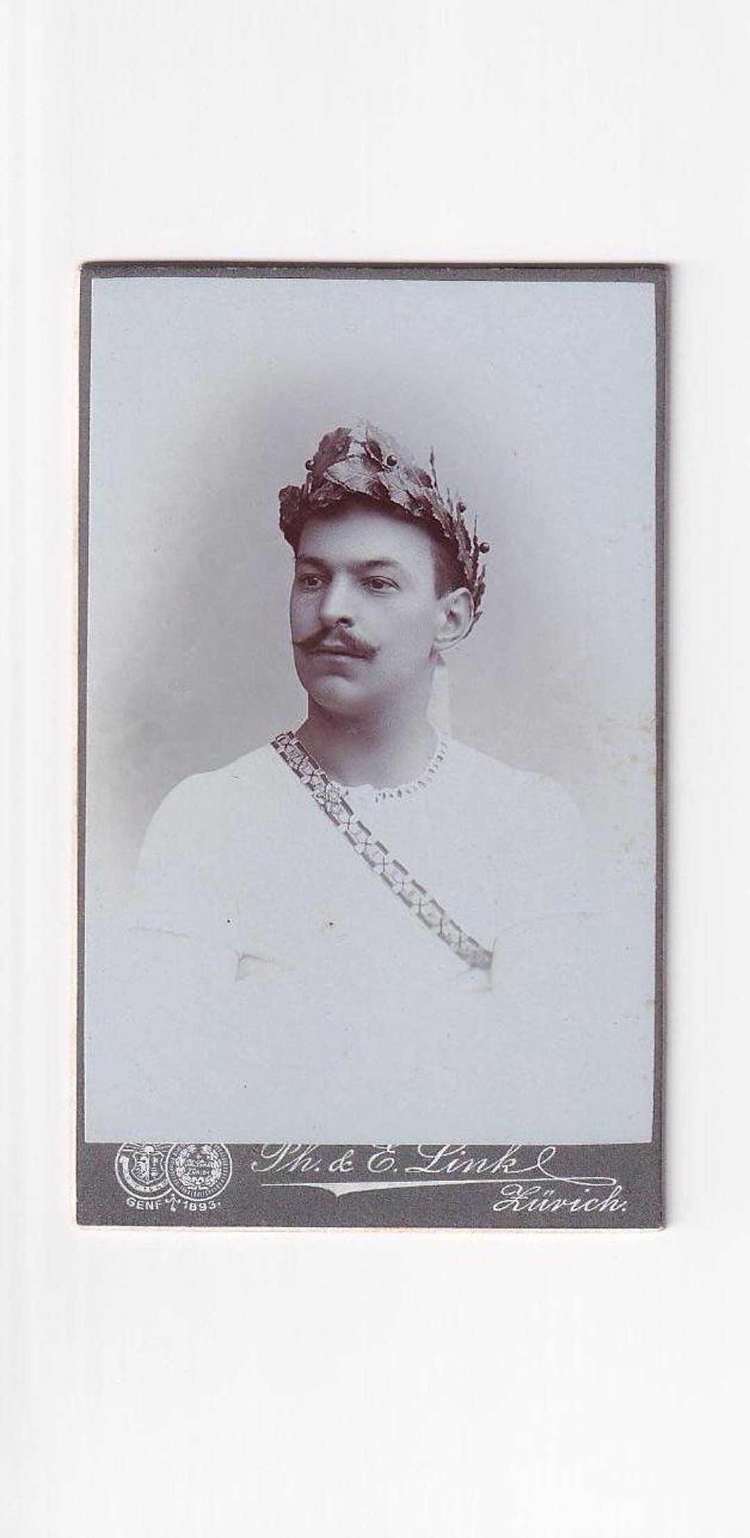 Gymnast With Laurel Wreath and Gymnastics Ribbon, Antique Carte De ...
