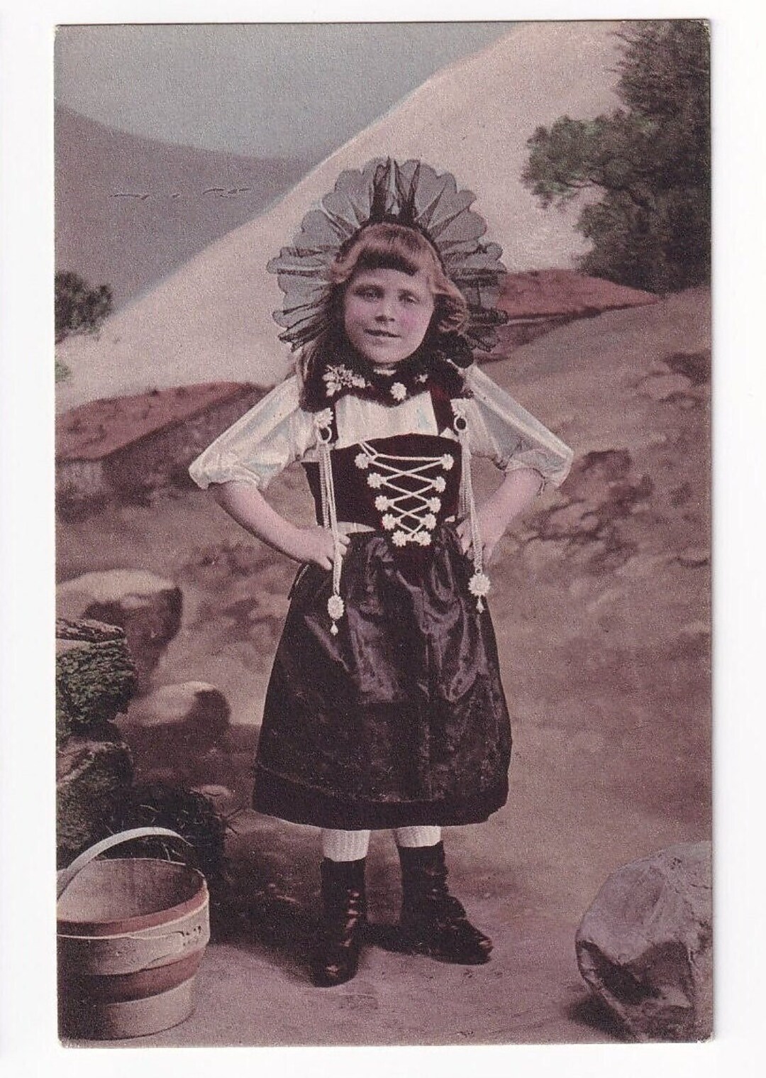 Unused Postcard: Swiss Girl in Bernese Traditional Dress - Etsy