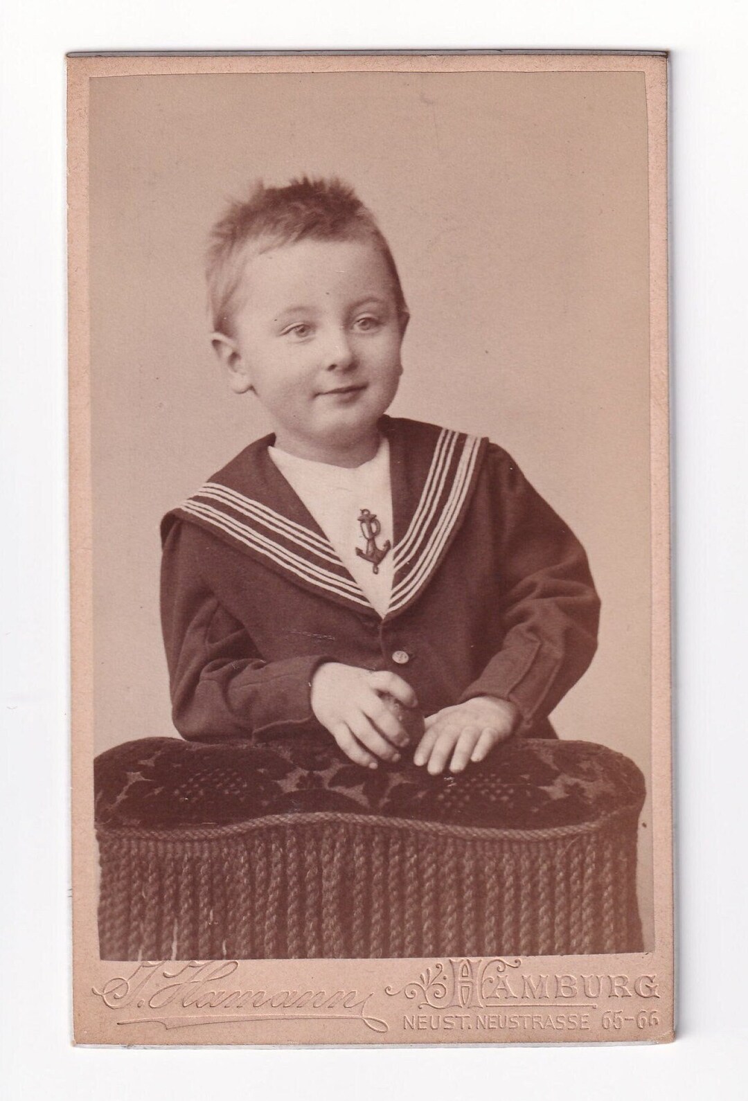 Boy With Sailor Jacket and Anchor Badge, German Visit Photo (johann ...