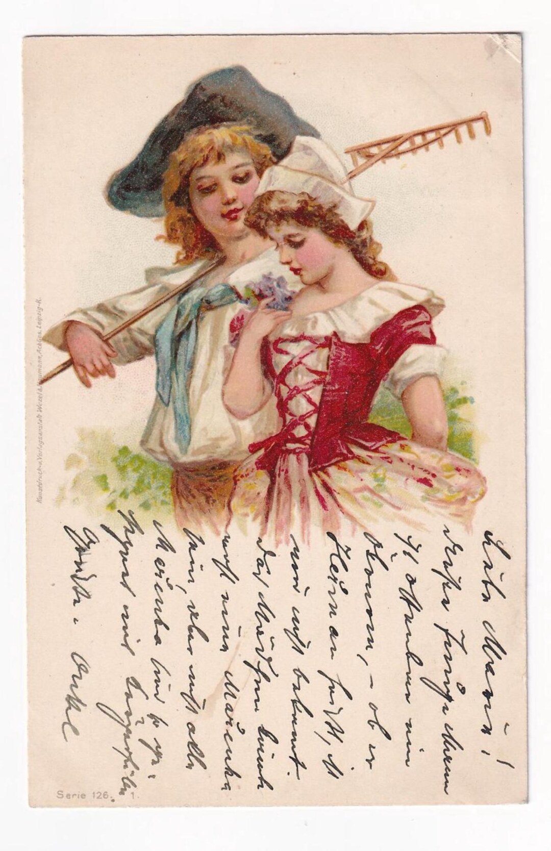 German Postcard Circa 1900: Rural Empire-style Couple With Hats - Etsy
