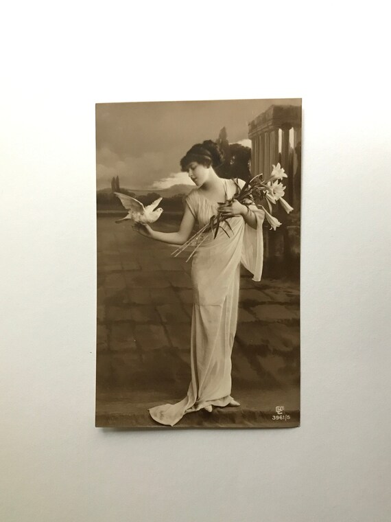 Woman of Antiquity wally With Dove and Lilies No. 5 - Etsy