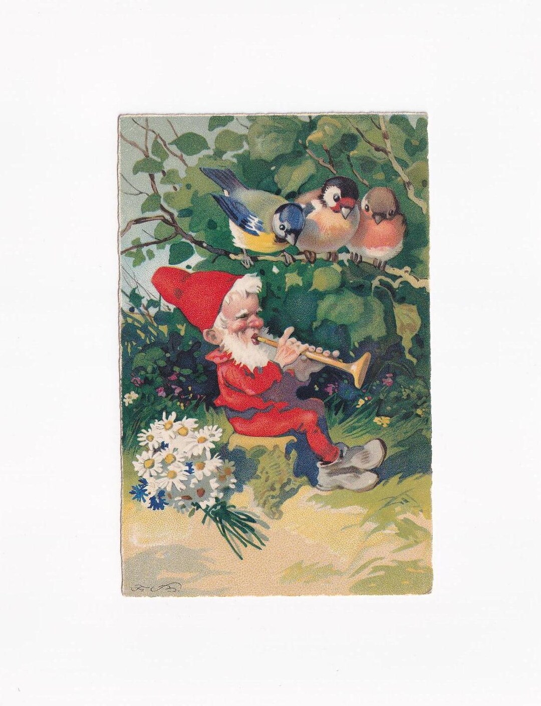 Signed German Postcard by Fritz Baumgarten Circa 1920: Trumpet-playing ...