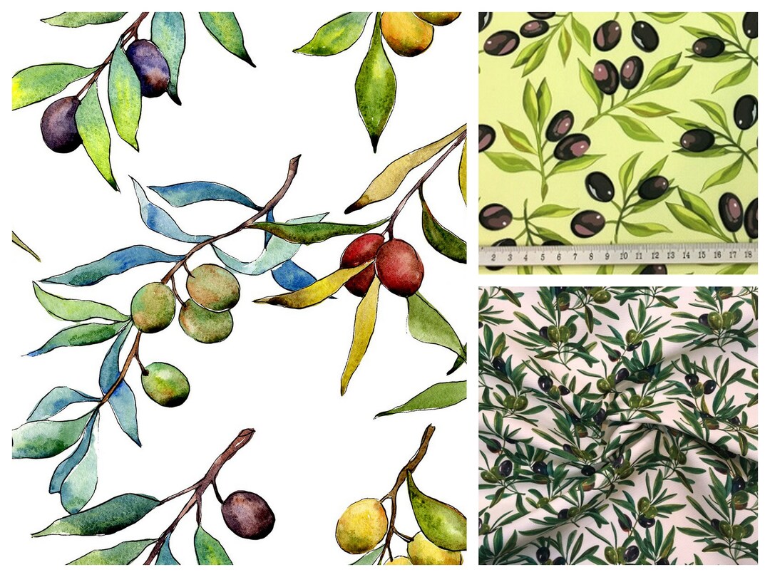 Olive Branch Print Upholstery Fabric by the Yard, Digital Printed Thick ...