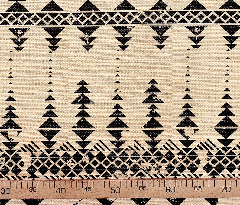 Aztec Design Upholstery Fabric With Linen Ground Effect by the - Etsy