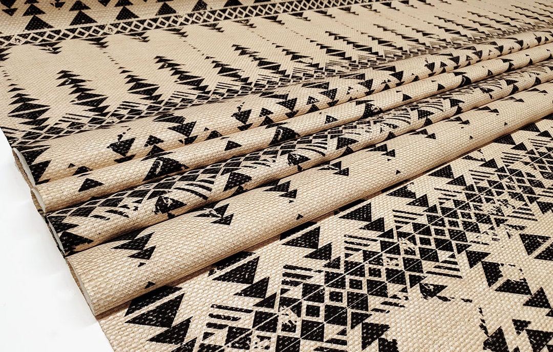 Aztec Design Upholstery Fabric With Linen Ground Effect by the Yard ...
