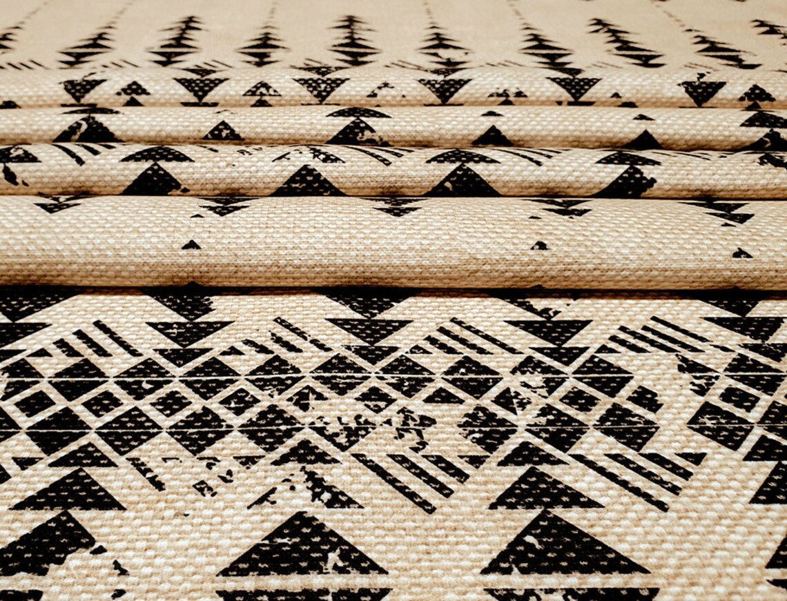 Aztec Design Upholstery Fabric With Linen Ground Effect by the - Etsy
