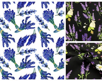 Lavender Floral Print Fabric - Etsy