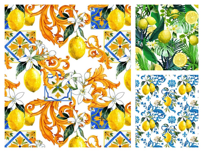 Lemon Print in 9 Different Designs Upholstery Fabric by the - Etsy
