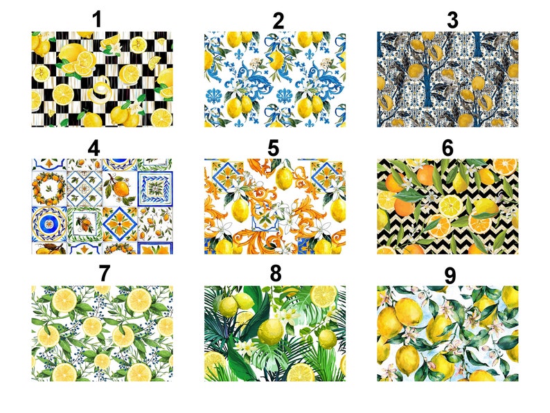 Lemon Print in 9 Different Designs Upholstery Fabric by the | Etsy