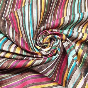 Striped Velvet Look Fabric by the Yard, Rainbow Vintage Stripes Fabric ...