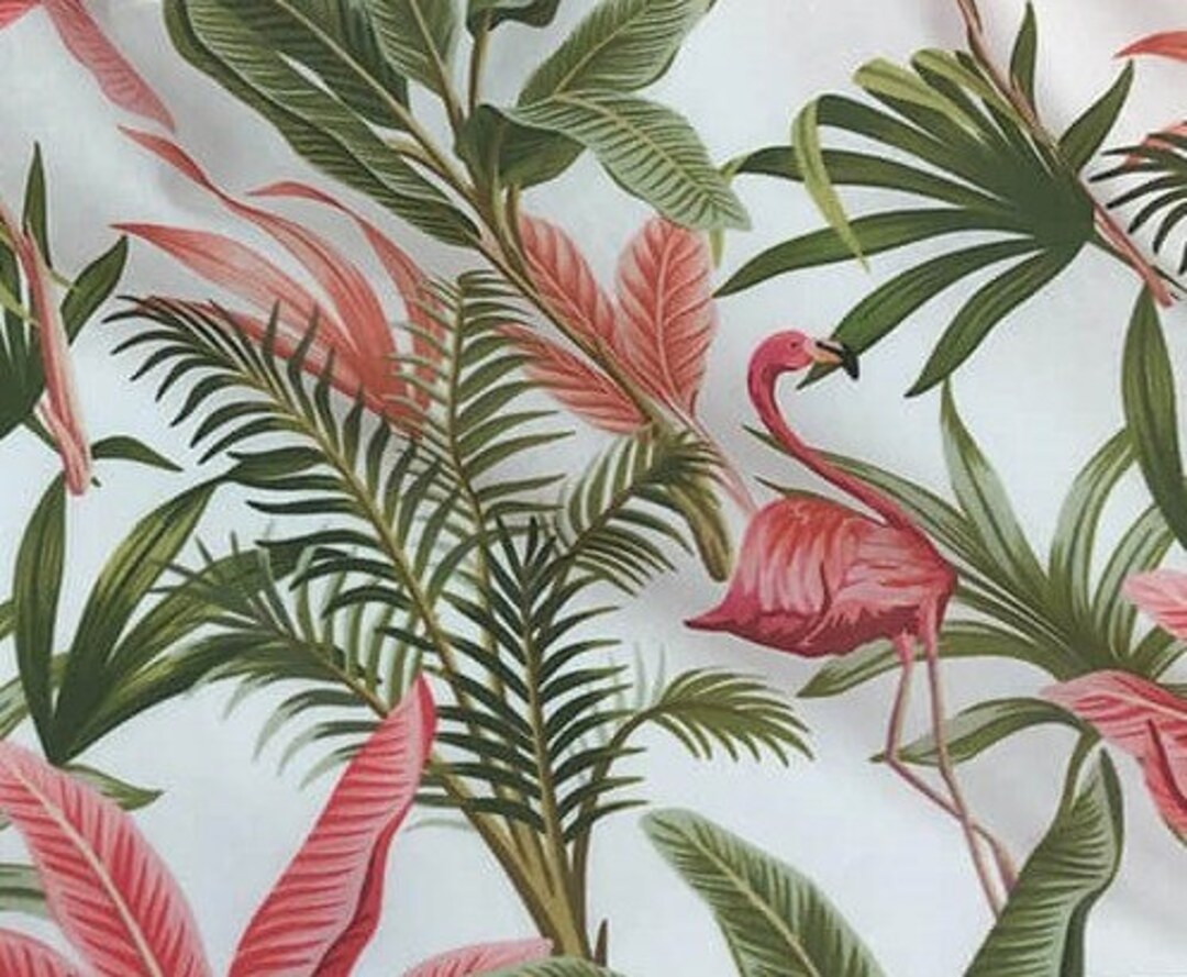 Flamingo and Leaf Pattern Digital Printed 100% Cotton Poplin Fabric by ...