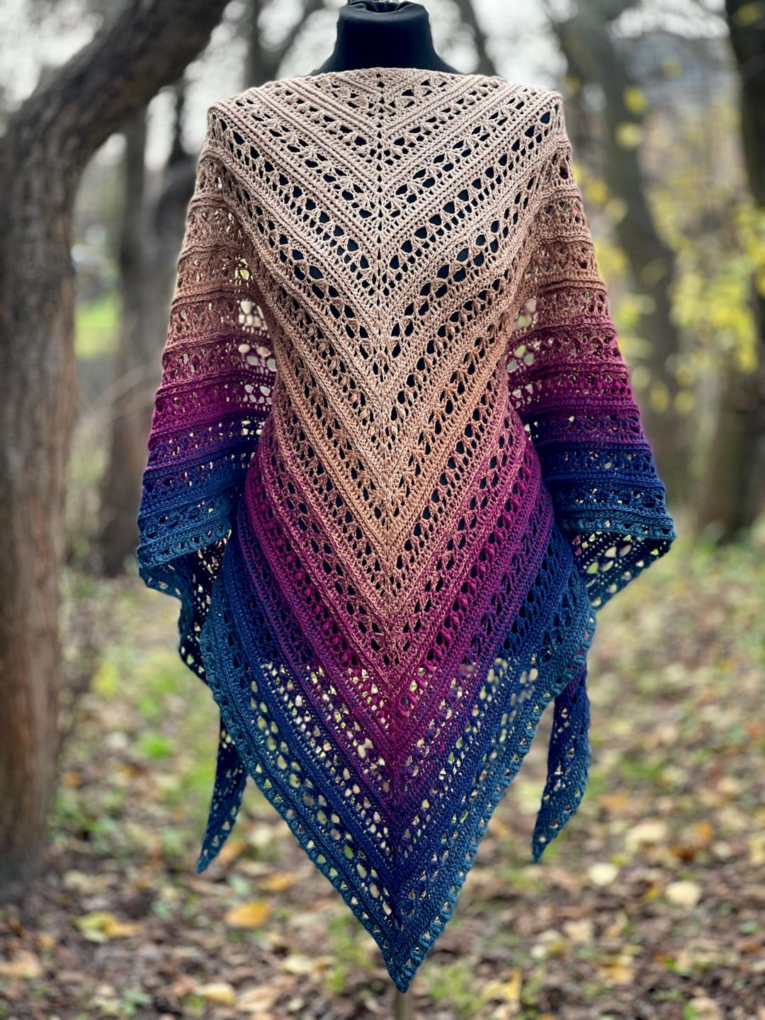 Serenata Crochet Shawl Pattern, Triangle & Asymmetrical Chart (PDF ...