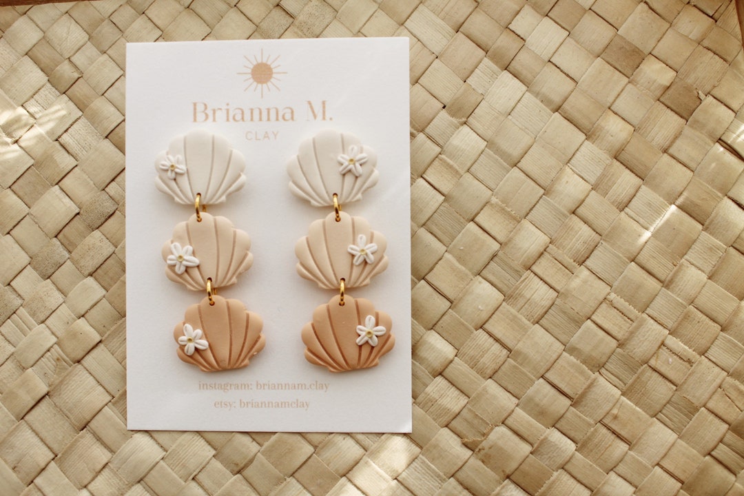 3 Seashell Polymer Clay Earrings - Etsy