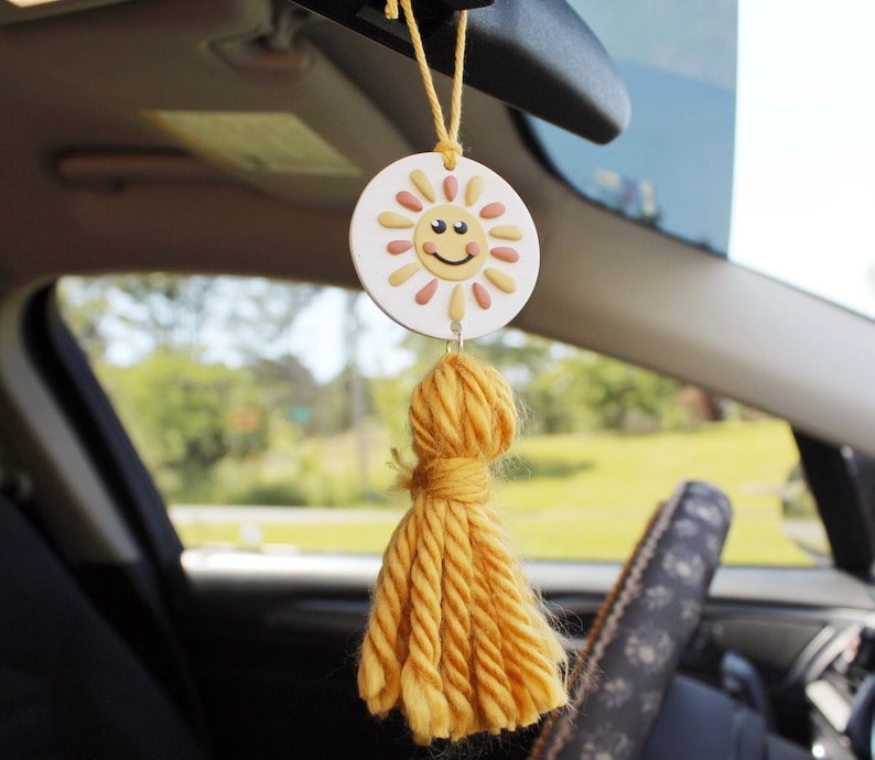 Smiley Sunshine Polymer Clay Car Dangle - Etsy