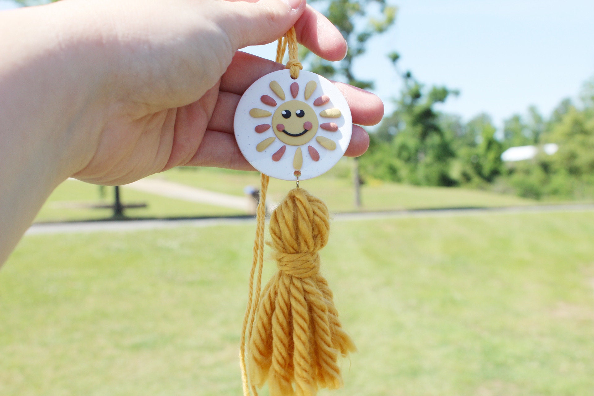 Smiley Sunshine Polymer Clay Car Dangle - Etsy